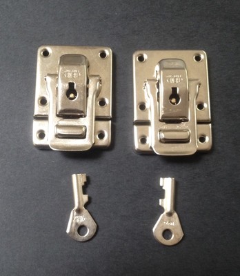 Cheney Nickel Plated Case Catches with keyed lock pair of | eBay Australia