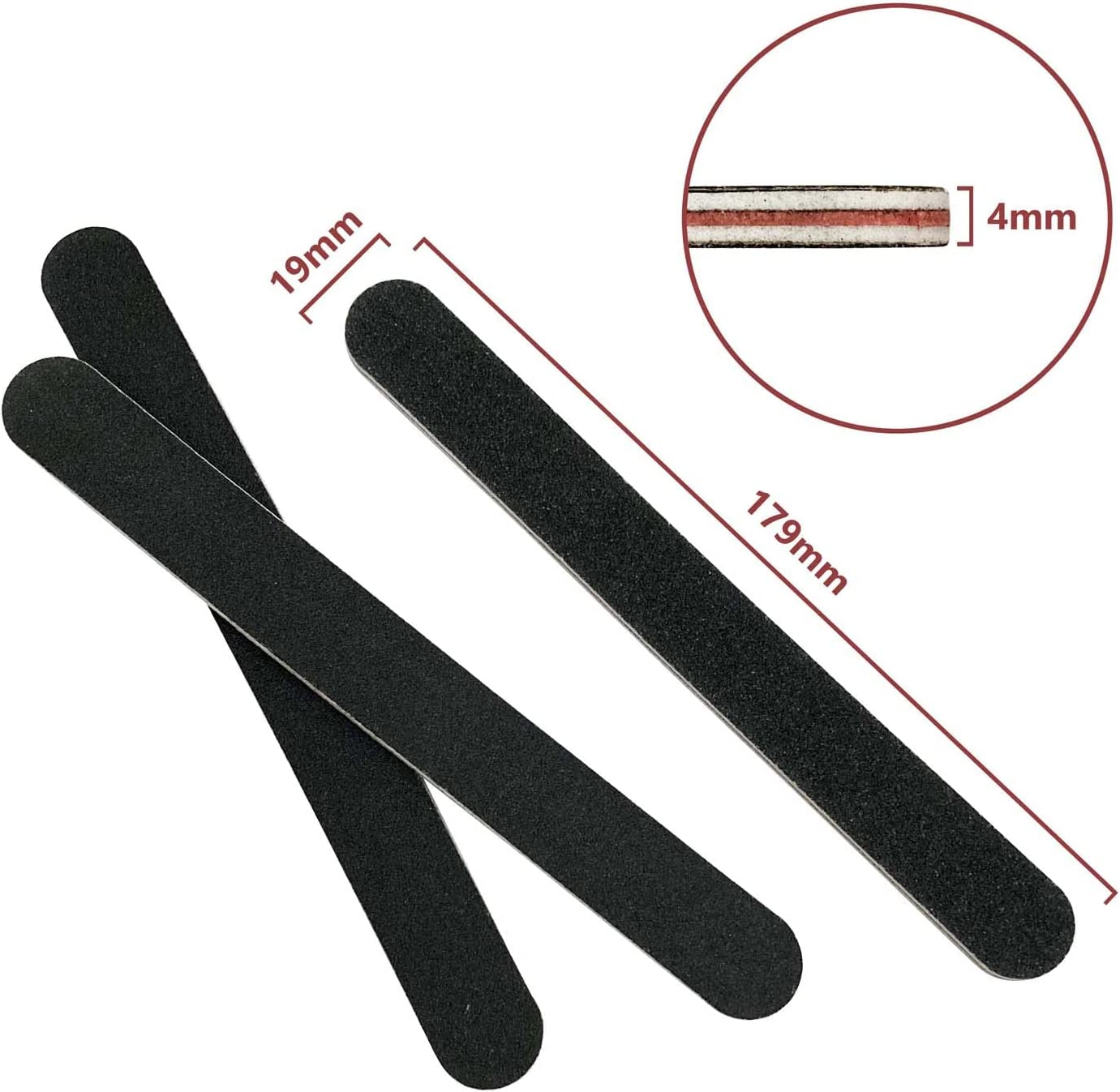 60 Pack Nail Files, Black 100/180 Grit Double Sides Emery Boards Nail ...