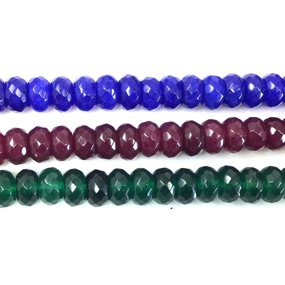 Red Jade,Blue Jade,Green Jade,Purple Jade Faceted Rondelle Bead 15" 4 6 ...