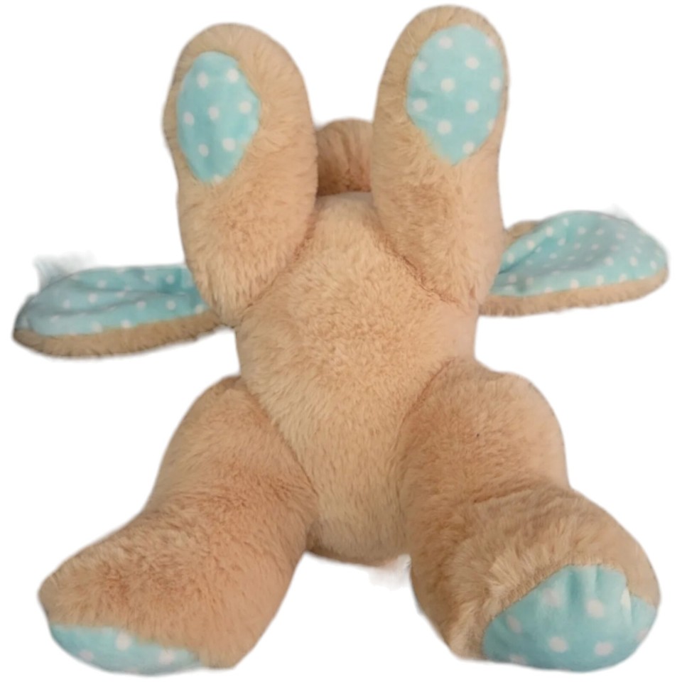 Dan Dee Tan Plush Bunny Rabbit Blue Inner Ears & Paws With White Polka ...