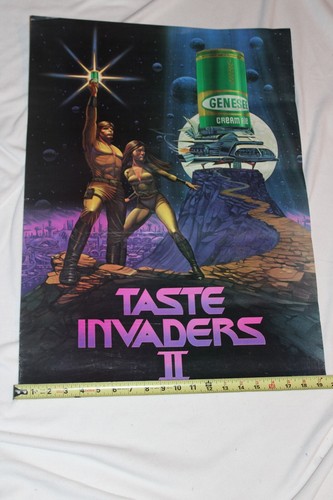 VINTAGE 1980'S TASTE INVADERS II GENESEE CREAM ALE BEER POSTER 27X19 ...