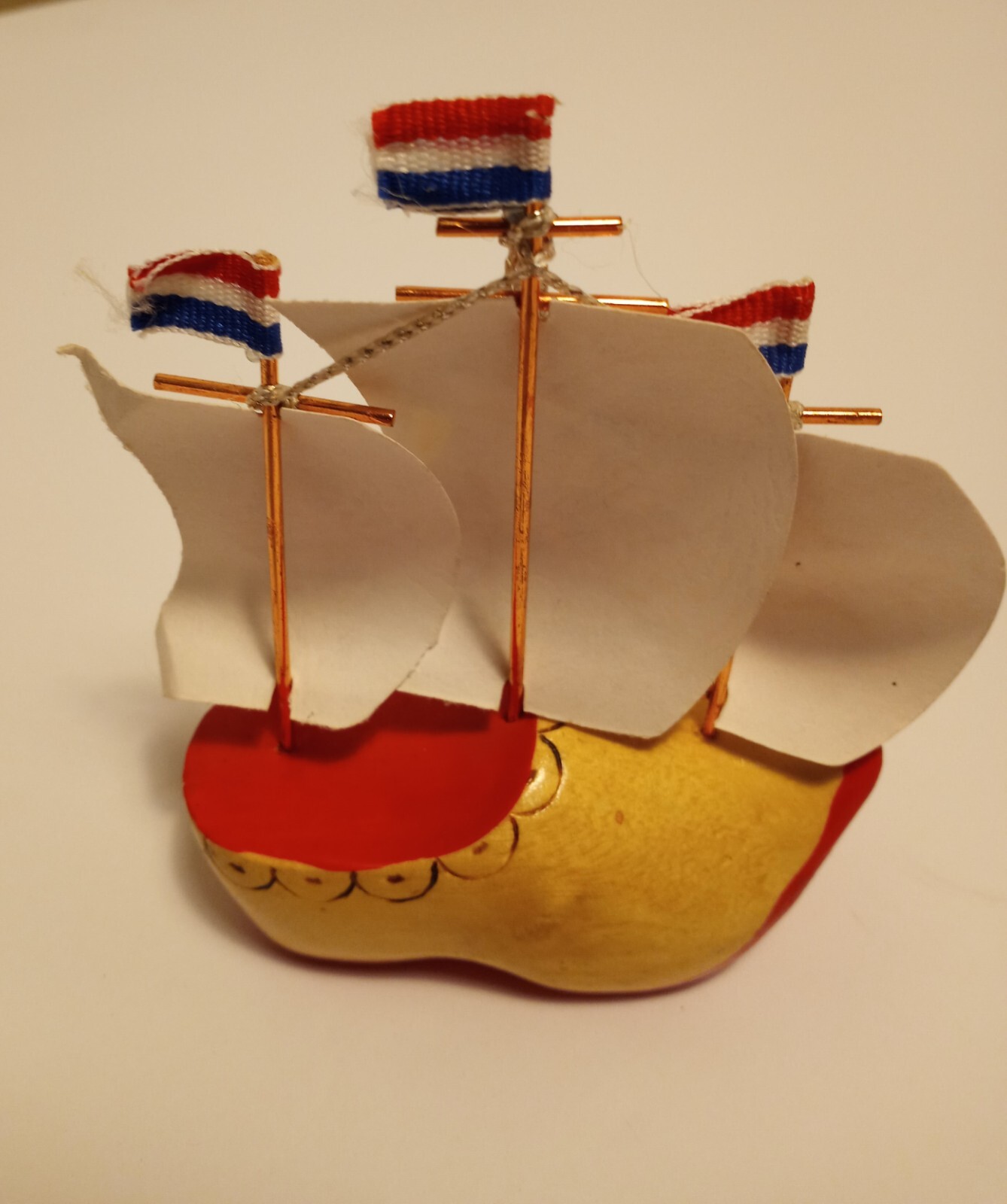 VINTAGE HOLLAND DUTCH WOODEN CLOG SHOE SAIL BOAT TRAV… - Gem