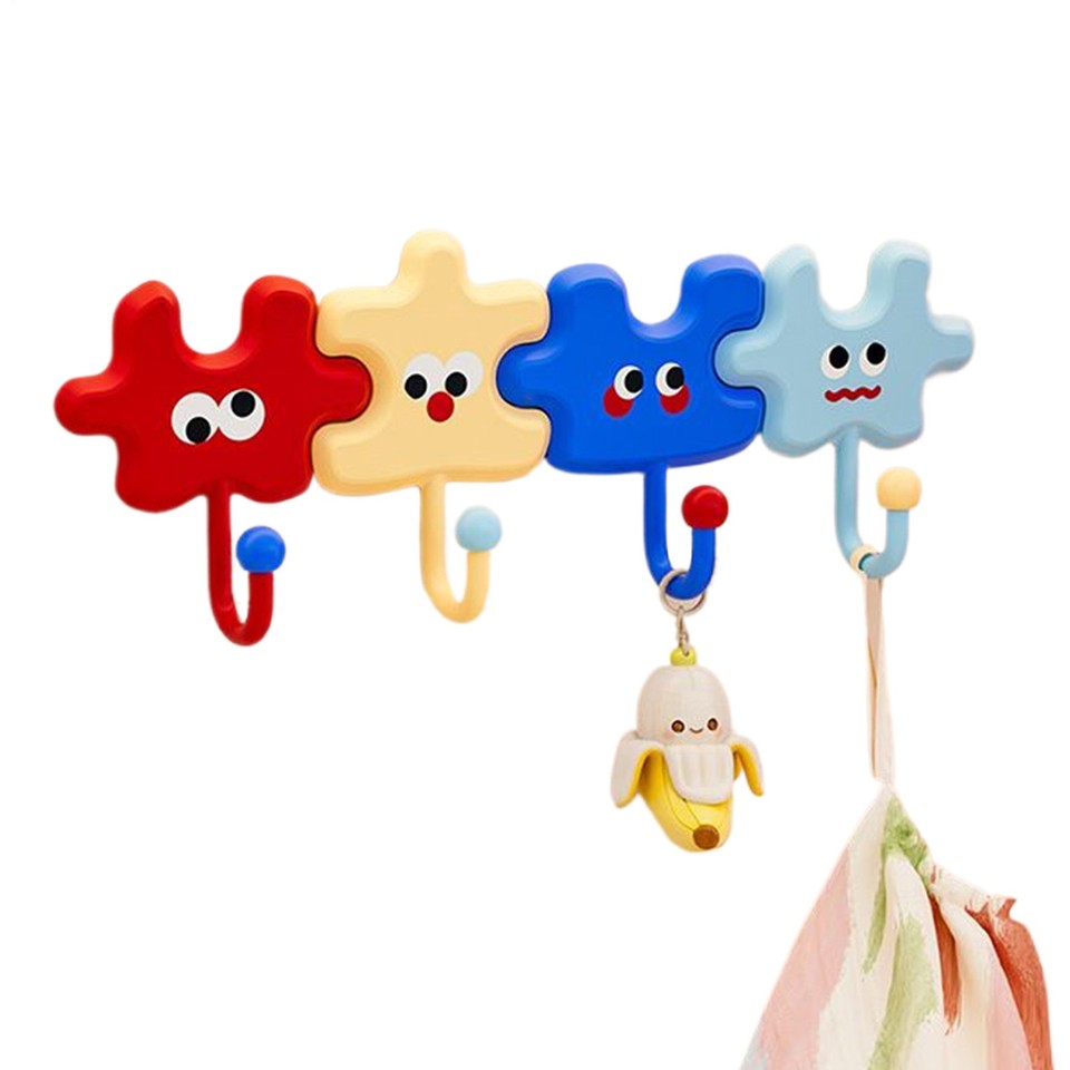 4Pcs Cute Cartoon Hooks Key Holder Creative Strong Sticky Hooks for ...