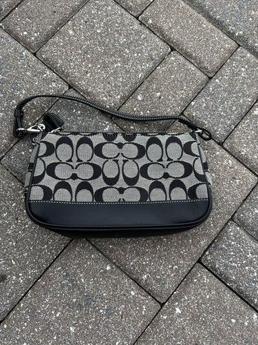 Coach Signature Demi Mini Pouch Bag Canvas Leather Black 6094 Amazing ...