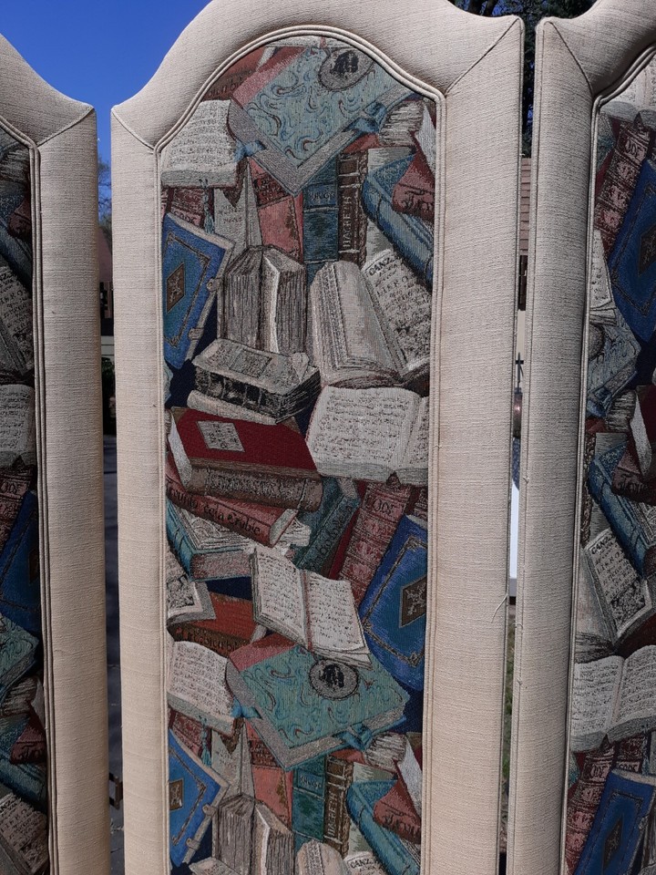 Large Folding Library Screen Room Divider With Antique Book Theme | eBay