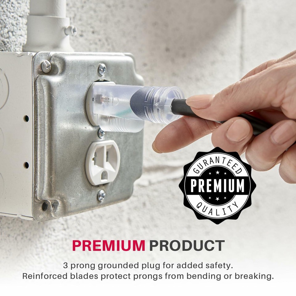 75ft Power Outdoor Extension Cord & Indoor - Waterproof Electric Drop ...