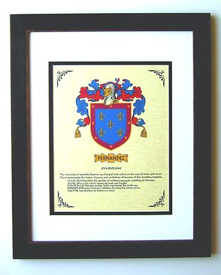 HERALDRY COAT OF ARMS ~ FERNANDEZ COAT OF ARMS ~ FRAMED | eBay