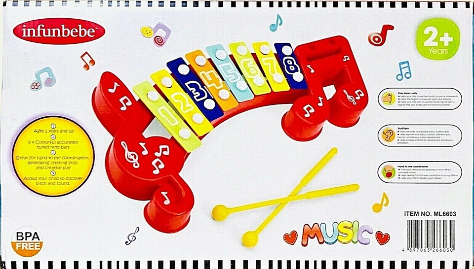 Infunbebe 8 Keys Xylophone With Colorful Accurately Tuned Note Bars Age ...