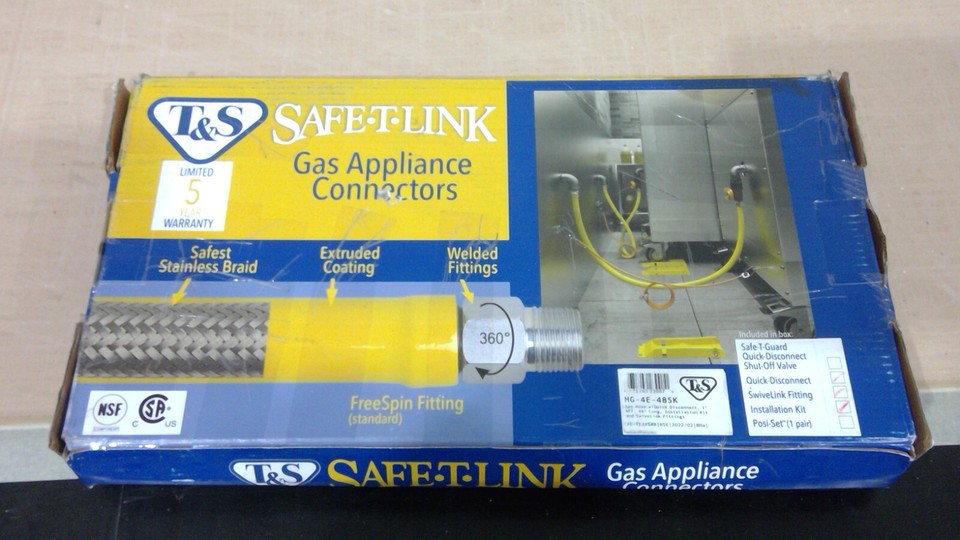T&S Safe T-Link Gas Hose/Appliance Connector 48" Long. HG-4E-48SK | eBay