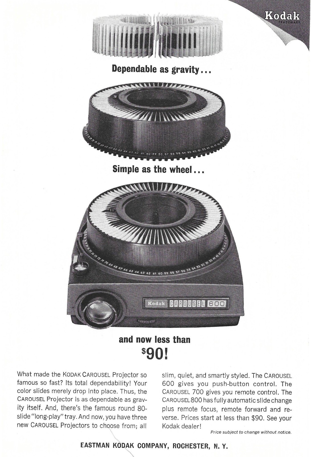 1965 Kodak Carousel 600-800 Slide Projector Vintage Print Ad ...