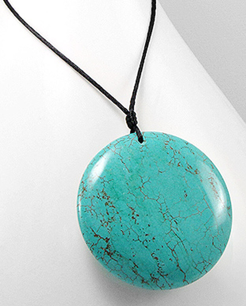 Genuine Natural Blue Green 2" Turquoise Focal Bead Necklace Stylish ...