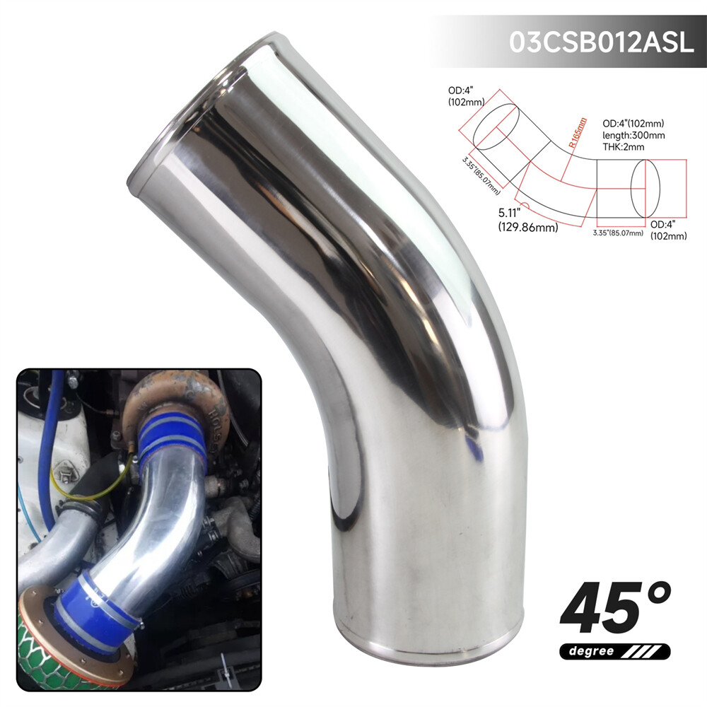 Universal 102mm 4" inch 45 Degree Aluminum Turbo Intercooler Pipe ...