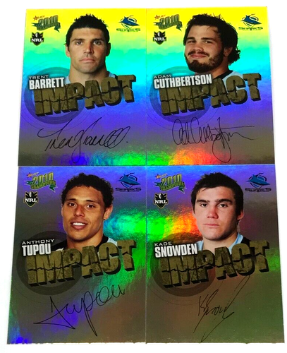 2010 SELECT NRL CHAMPIONS CARD IMPACT FOIL SIGNATURE CARD TEAM SET (4 ...