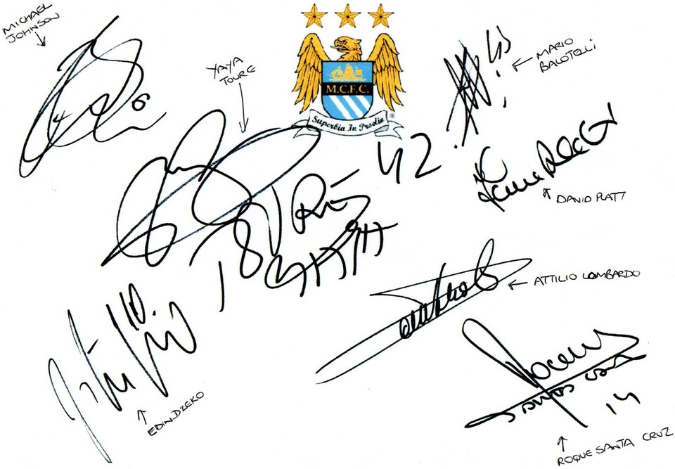 Manchester City FC multi signed A4 size sheet of genuine autographs. | eBay