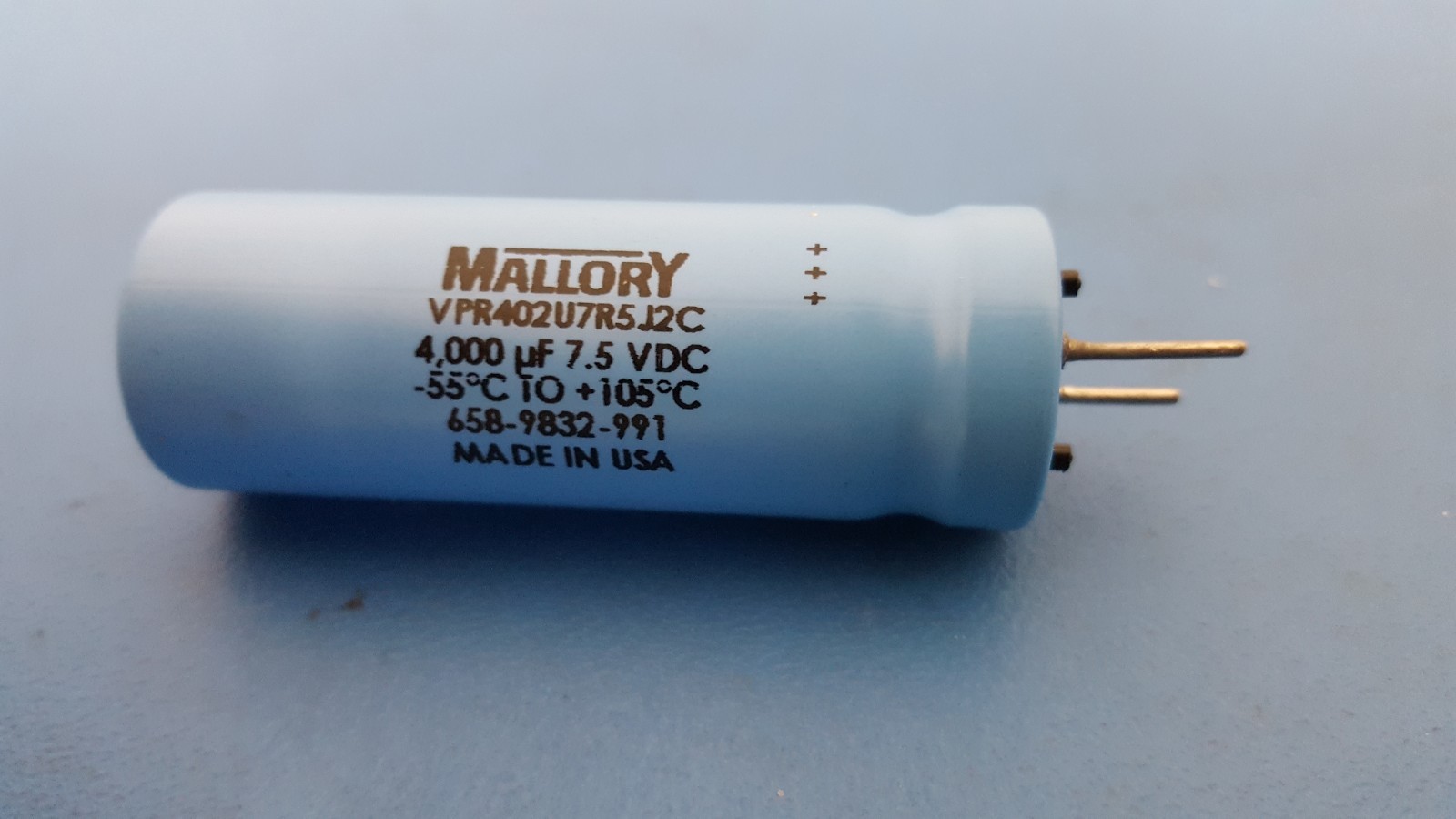 CAPACITOR MALLORY , ALUMINUM, 7.5VDC, 4000uf , Radial VPR402U7R5J2C , 2 ...