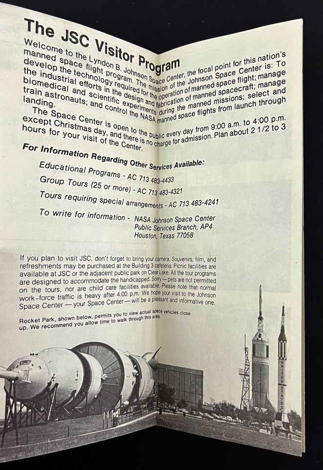 Houston Vintage NASA Lyndon Johnson Space Center Visitor Program Travel ...