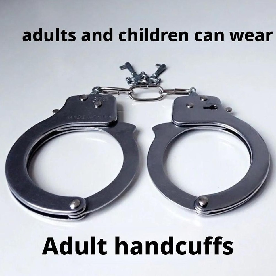 Handcuffs Metal Fancy Dress Kids Party Police Role Prop Pretend Play ...