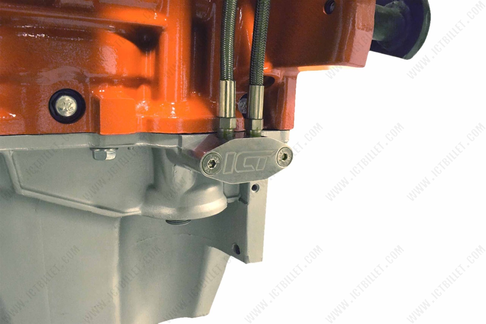 Dual 1/8 NPT Top Outlet Oil Feed Port Adapter Plate LS 4.8 5.3 5.7 6.0 ...