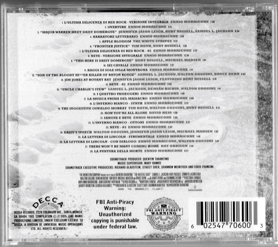 The Hateful 8 (Original Soundtrack CD, 2015) 602547706003 | eBay