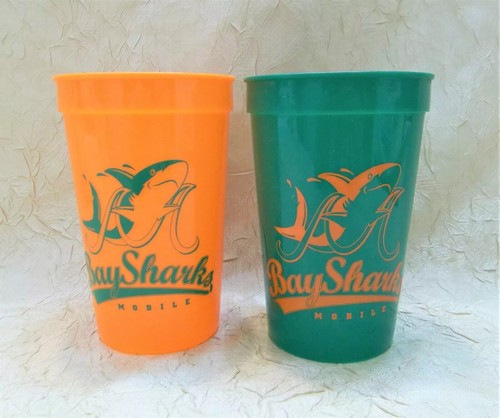 Mobile BaySharks Two Plastic Cups Texas Louisiana League Defunct Team ...