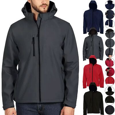 Mens Hooded Soft Shell Fleece Lined Waterproof Windproof Outdoor ...