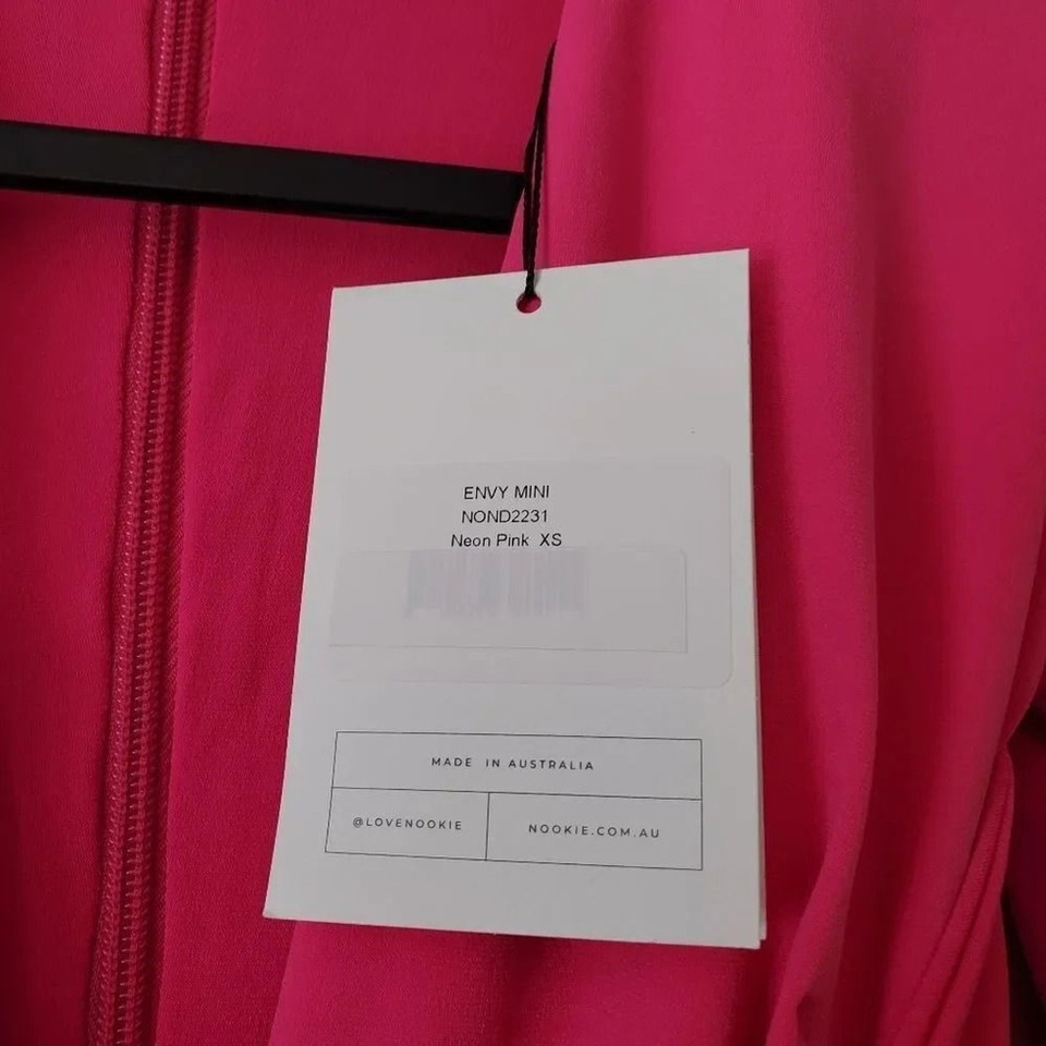 NEW NOOKIE Neon Hot Pink Envy Plunging Neck Mini Dress Size XS | eBay