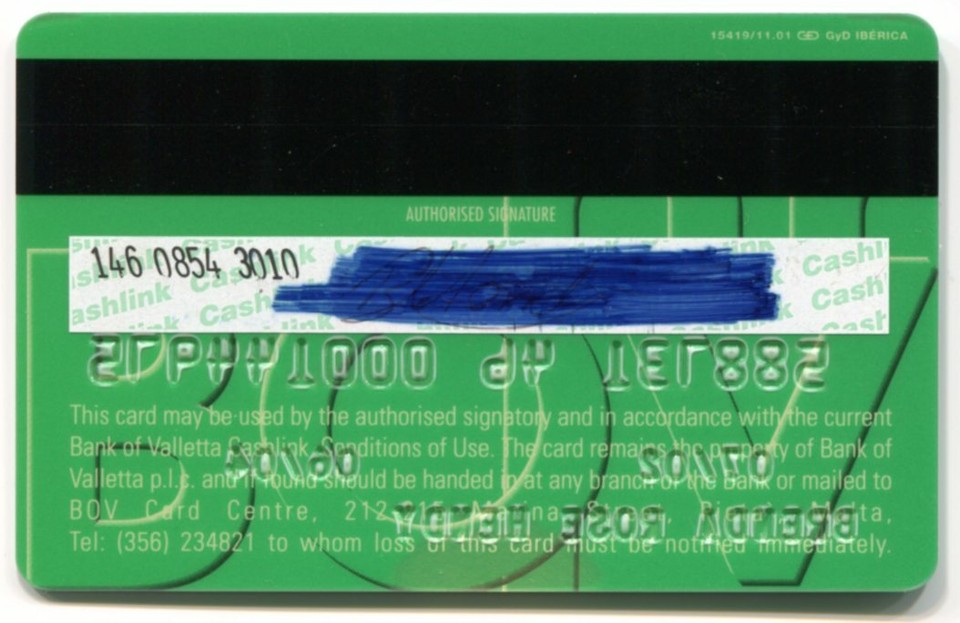 MALTA Bank of Valletta p.l.c./ BOV Cashlink card 2002-2004 | eBay