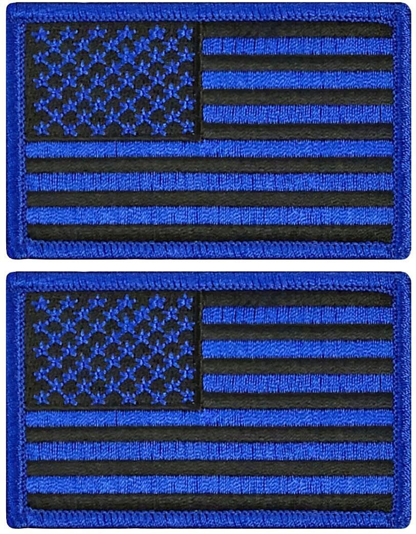 USA AMERICAN FLAG PATCH FULL EMBROIDERED PATCH | 2PC IRON ON 3"x2" BLUE ...