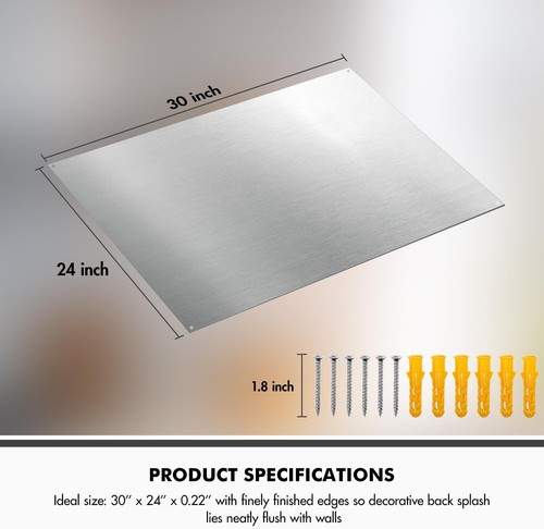 304 Stainless Steel Stove Backsplash, Reversible Flat Metal Guard Range ...