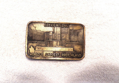 VINTAGE BELT BUCKLE ELKVIEW PLANT STEELMAKING COAL EDMONTON CANADA GOLD ...