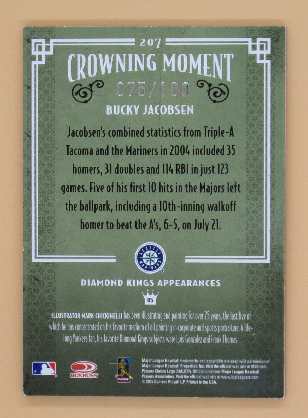 2005 Diamond Kings Bucky Jacobsen 075/100 Signature Framed Red #207 ...