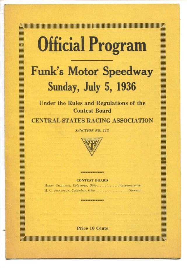 Sports Pub: Funk's Motor Speedway Auto Race Program-CSRA 7/5/1936 ...