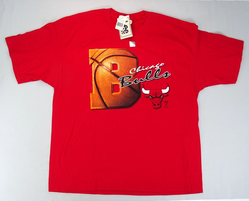 New VTG Lee Sport Chicago Bulls Red 90s Spell Out T-Shirt Sz XXL Logo ...