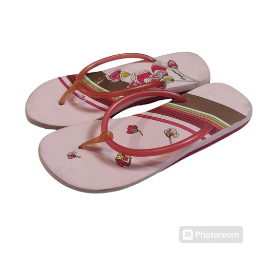 Vintage Y2K Sz 9 Mossimo Pink Tropical Flip Flops Jelly Strap Coconut ...