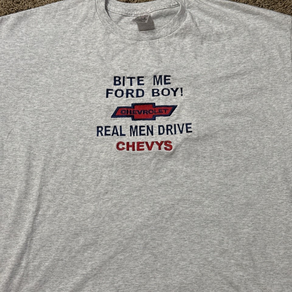 Vintage Y2K Bite Me Ford Boy! Chey Tee Shirt 2XL Gray Funny Grunge ...