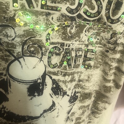 Take Two Clothing Co T-Shirt Women XLMint Green Sequins ESPRESSO CAFE ...