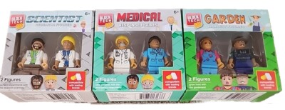 Three (3) ~ Block Tech Figure Boxes ~ 2-Scientist ~ 2-Medical ~ 2 ...