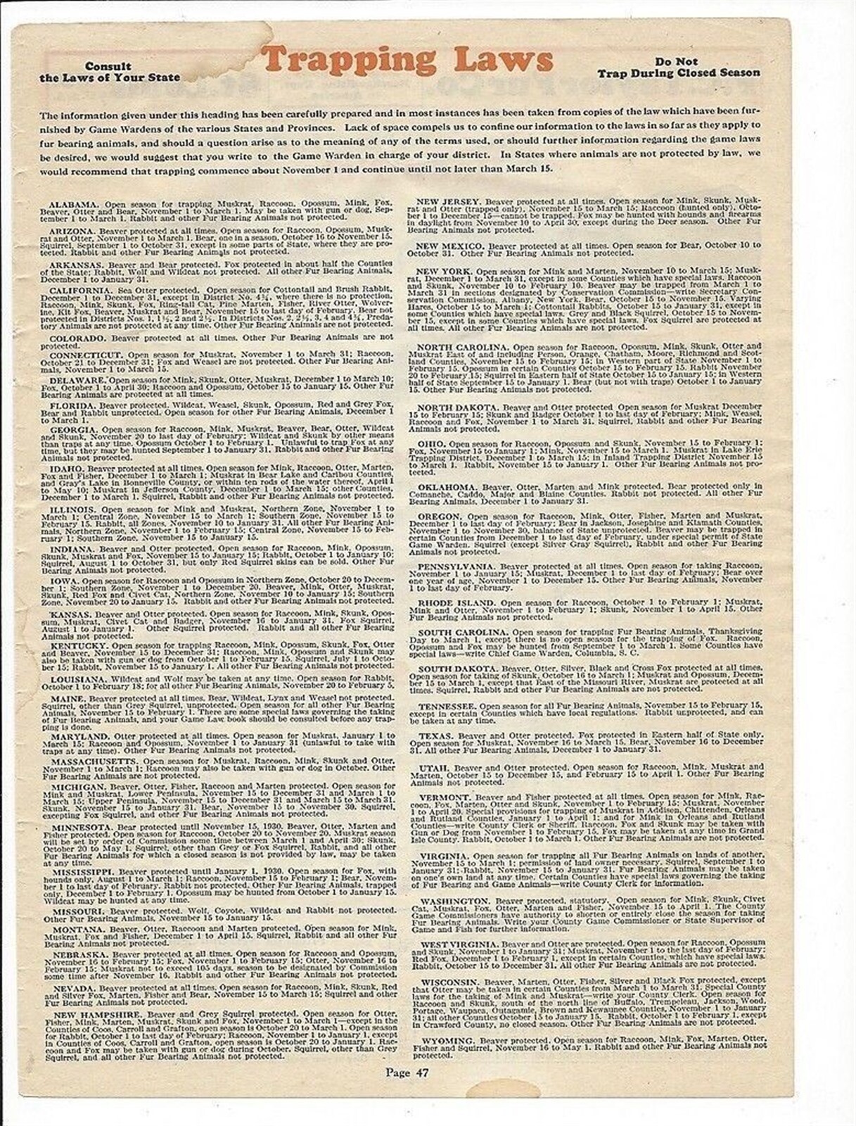 1929 Taylor Fur Co 2-sided ad Hoop Trammel nets drag seines + TRAPPING ...