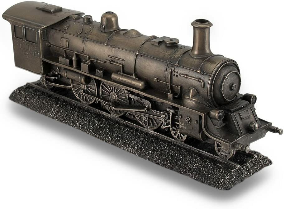 10 1/2" Steam Locomotive Train Engine Collectible Statue Antique Bronze ...