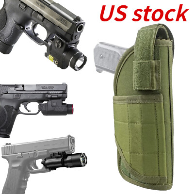 Tactical MOLLE Gun Holster Fits Handgun with Flashlight Laser / Light ...
