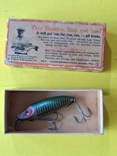 1930s HEDDON River Runt #9409 XRG GREEN X RAY Color Fishing Lure ...
