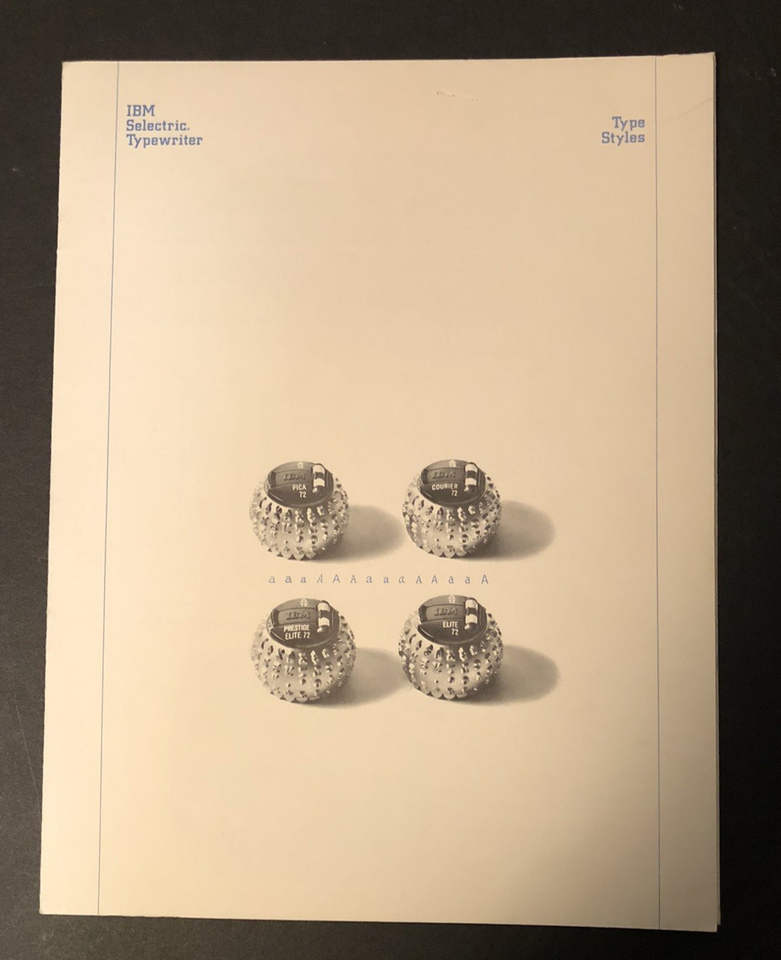 IBM Selectric Typewriter Element Ball Type Style Font Brochure ...