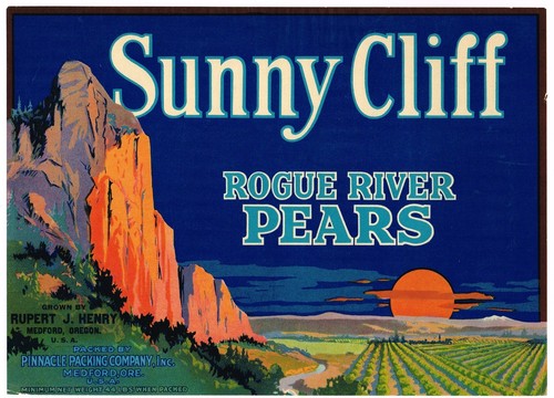 ORIGINAL CRATE LABEL VINTAGE PEAR MEDFORD OREGON SUNNY CLIFF 1937 | eBay