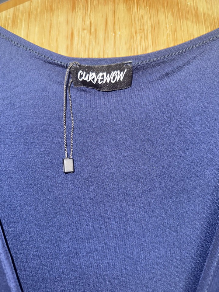 CURVE WOW MOCK WRAP LONG NAVY DRESS IN PLUS SIZE 30/32 | eBay UK