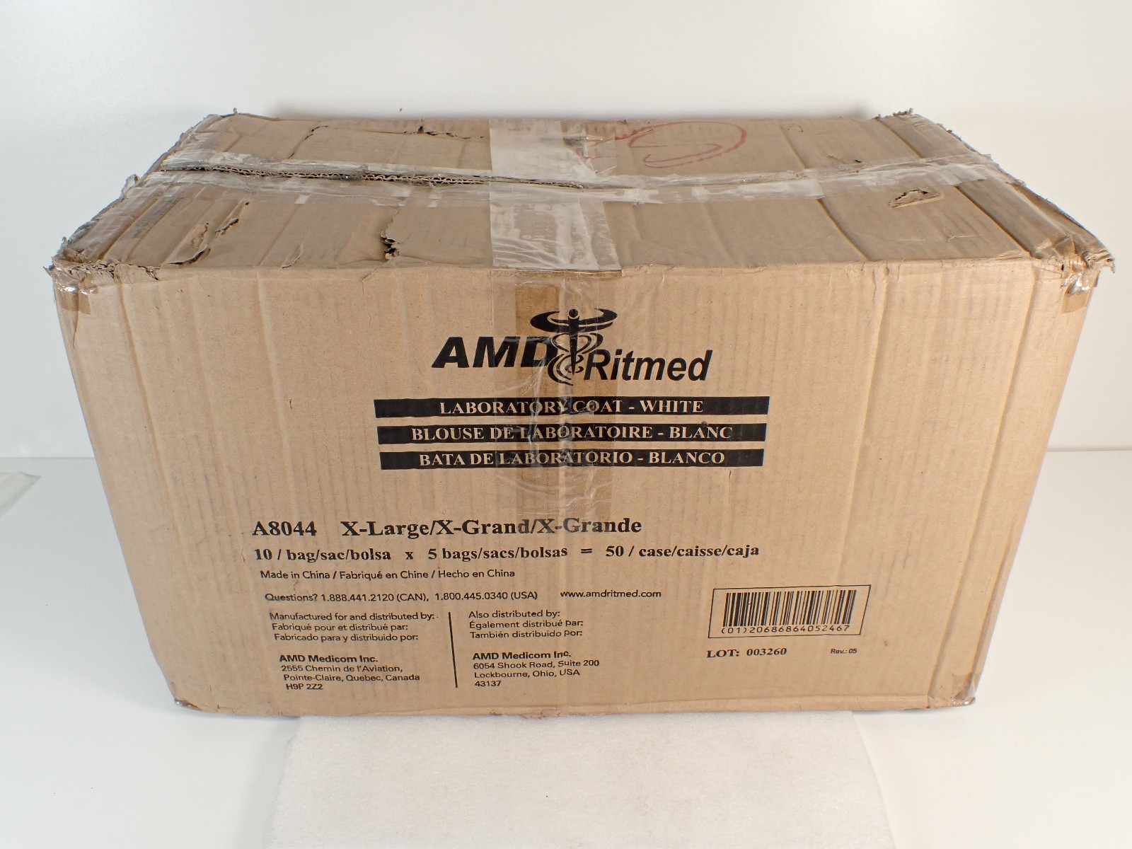 AMD Ritmed A8044 Laboratory Coat , Size X-Large , White , 50 Count | eBay