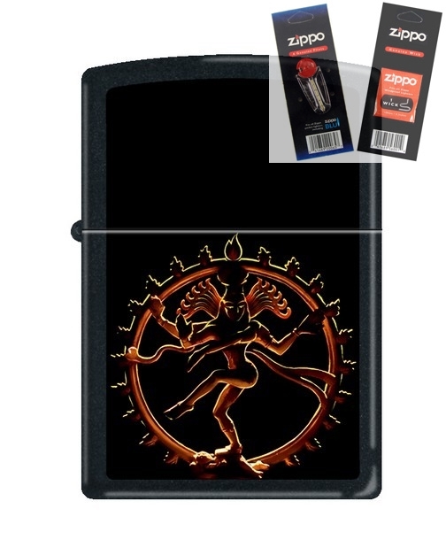 Zippo 218 Shiva Hindu God Lighter with *FLINT & WICK GIFT SET* | eBay