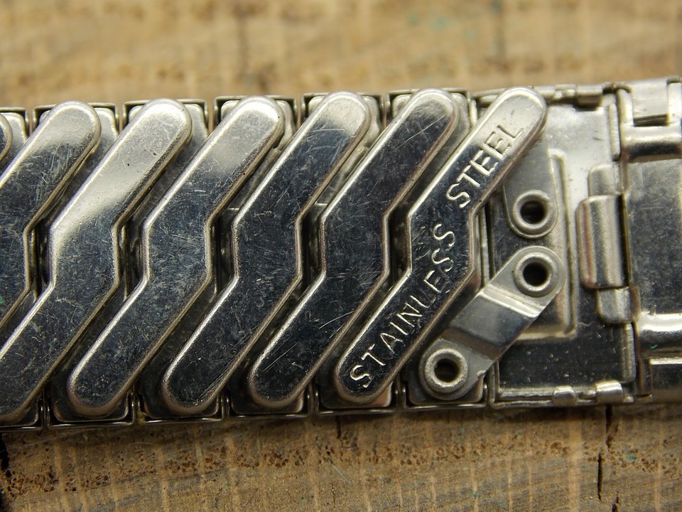 Vintage Watch Band 16mm Curved Lug Expansion Stainless Steel NOS Unused ...
