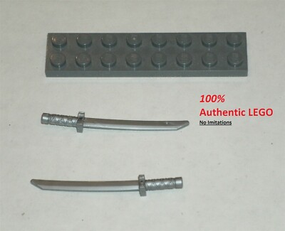 LEGO NEW Flat Silver Sword with Square Guard (2x) 6116593 Brick 21459 ...