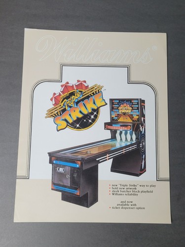 WILLIAMS UNITED TRIPLE STRIKE VINTAGE NOS COIN-OP ARCADE GAME PROMO ...