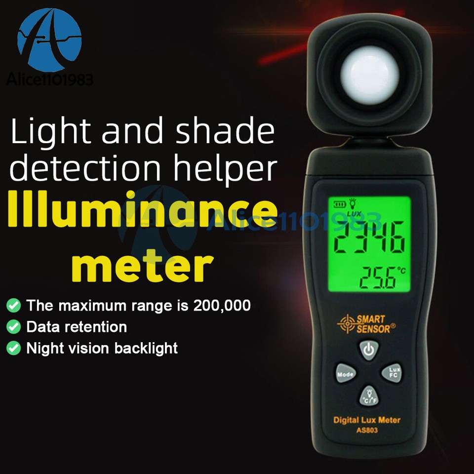 AS803 Smart Sensor LCD Digital Lux Meter Portable Light Meter ...